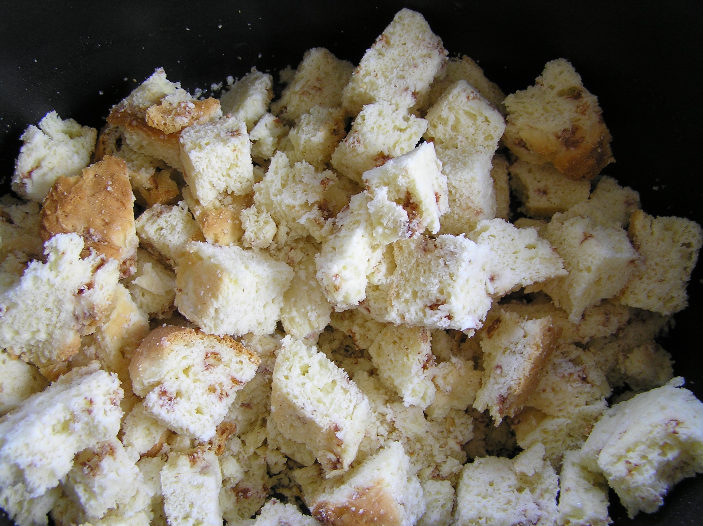 Layer the bread in slow cooker - Zen of Slow Cooking Blog